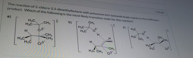 Solved The reaction of 2-chloro-2.3-dimethylbutane with | Chegg.com