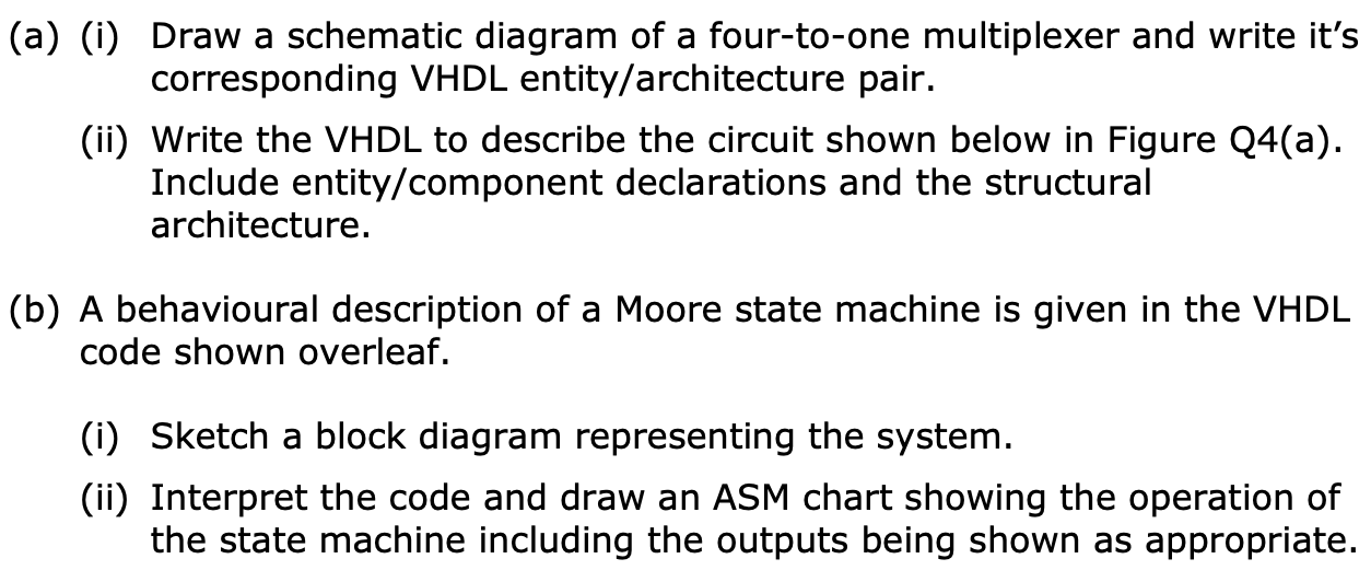 (a) (i) Draw a schematic diagram of a four-to-one | Chegg.com