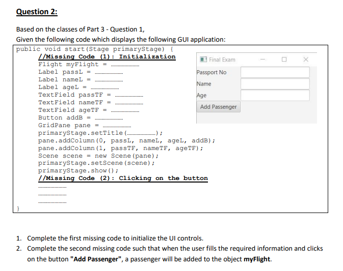 Solved Based on the classes of Part 3 - Question 1, Given | Chegg.com