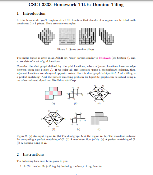 Solved CSCI 3333 Homework TILE: Domino Tiling 1 Introduction | Chegg.com
