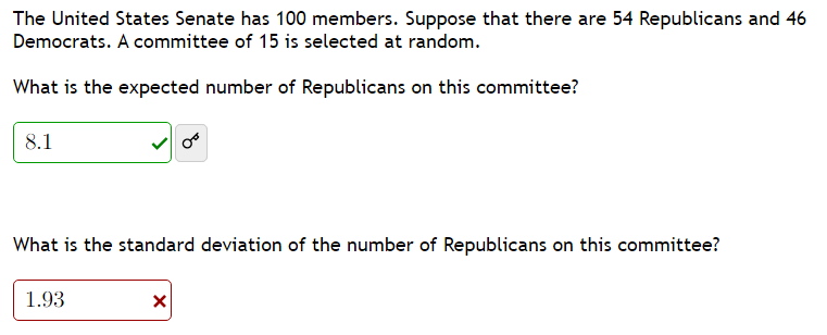 Solved The United States Senate has 100 members. Suppose | Chegg.com
