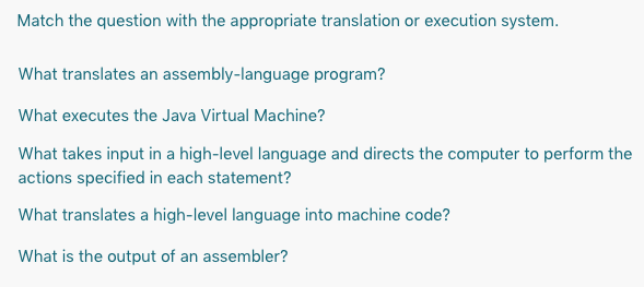 Solved Match the question with the appropriate translation | Chegg.com