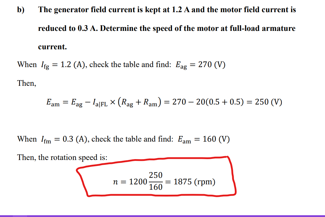 Solved b) The generator field current is kept at 1.2 A and | Chegg.com