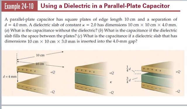 Solved Example 24-10 Using a Dielectric in a Parallel-Plate | Chegg.com