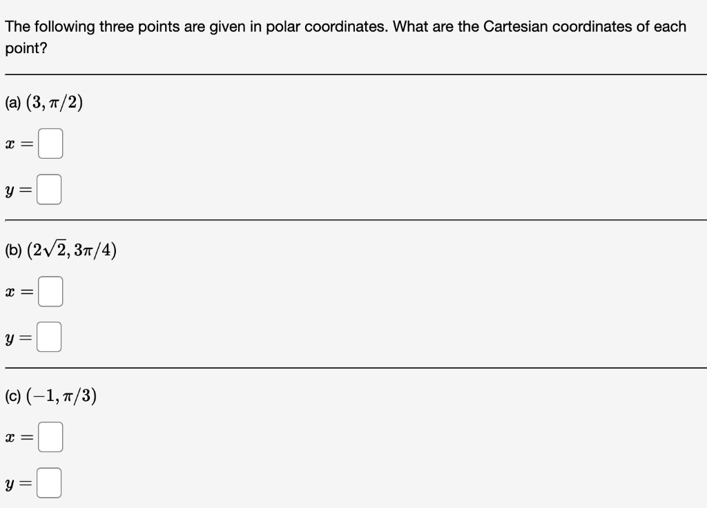 Solved The following three points are given in polar | Chegg.com