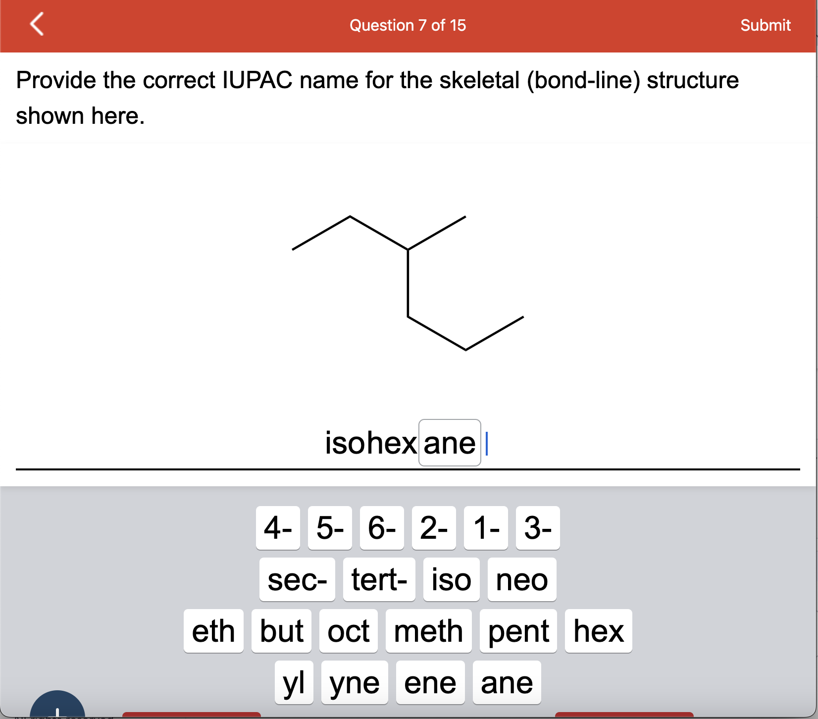 Solved Provide the correct IUPAC name for the skeletal | Chegg.com