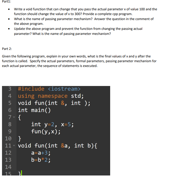 Solved Parti: • Write a void function that can change that | Chegg.com
