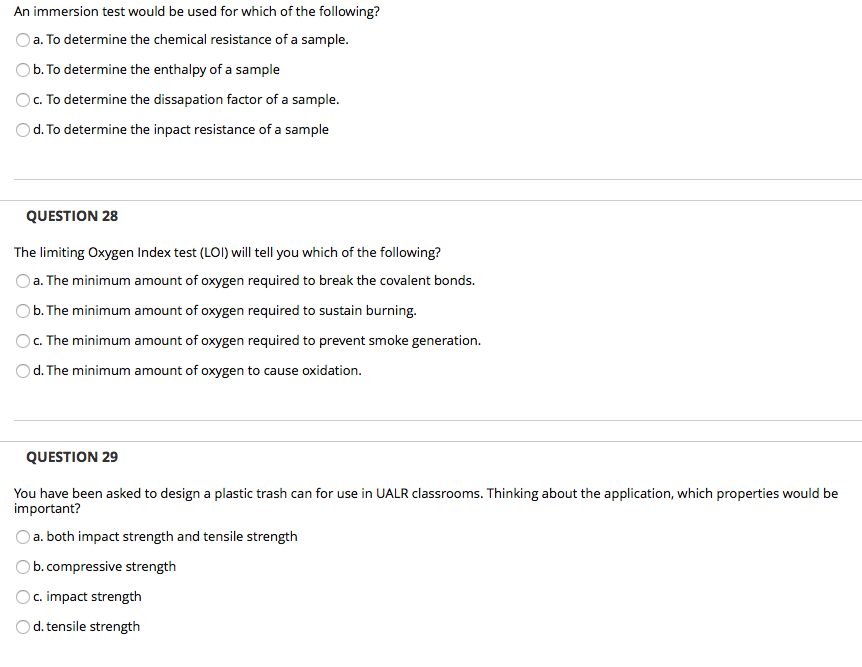 Solved An immersion test would be used for which of the | Chegg.com