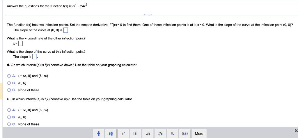 Solved Answer the questions for the function f(x)=2x4−24x3 | Chegg.com
