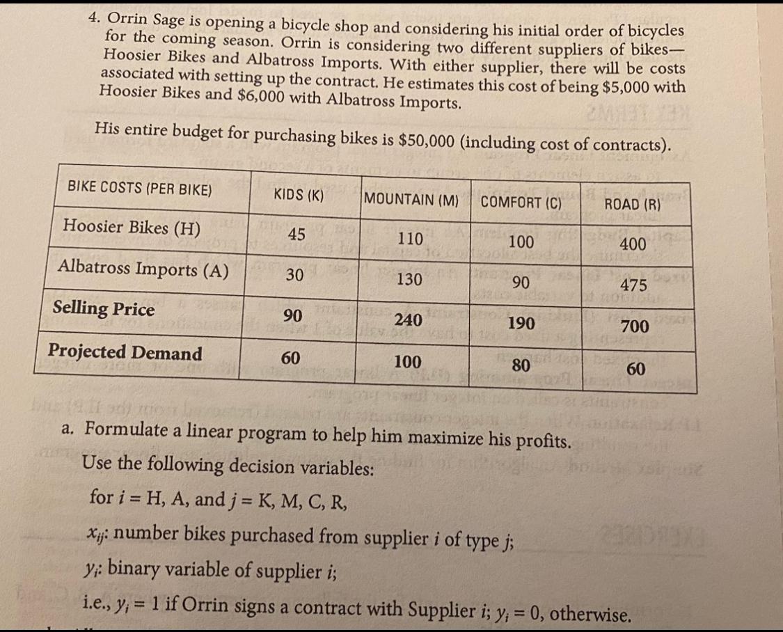 Solved Using Excel provide a formulation in a textbox. In | Chegg.com