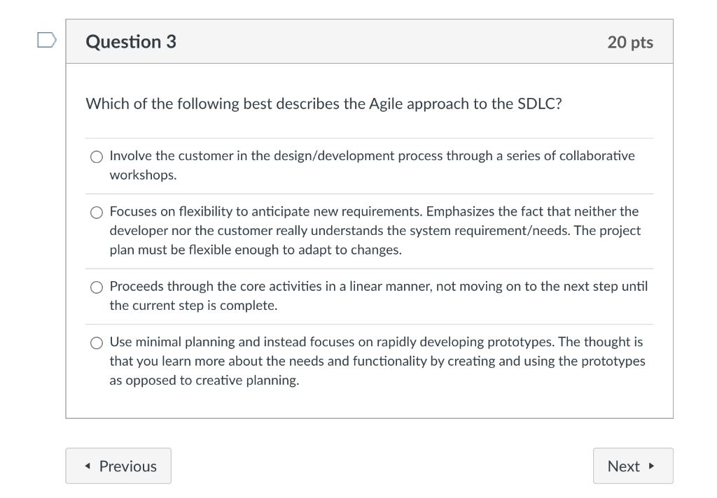 Solved Vhich of the following best describes the Agile | Chegg.com