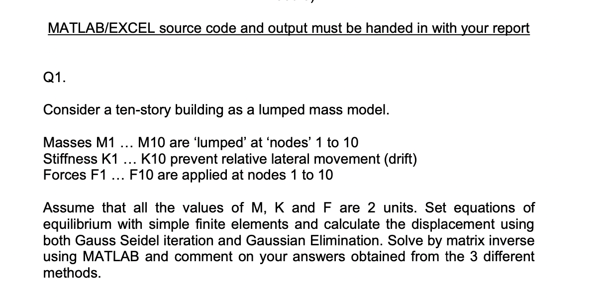 Solved MATLAB/EXCEL source code and output must be handed in | Chegg.com