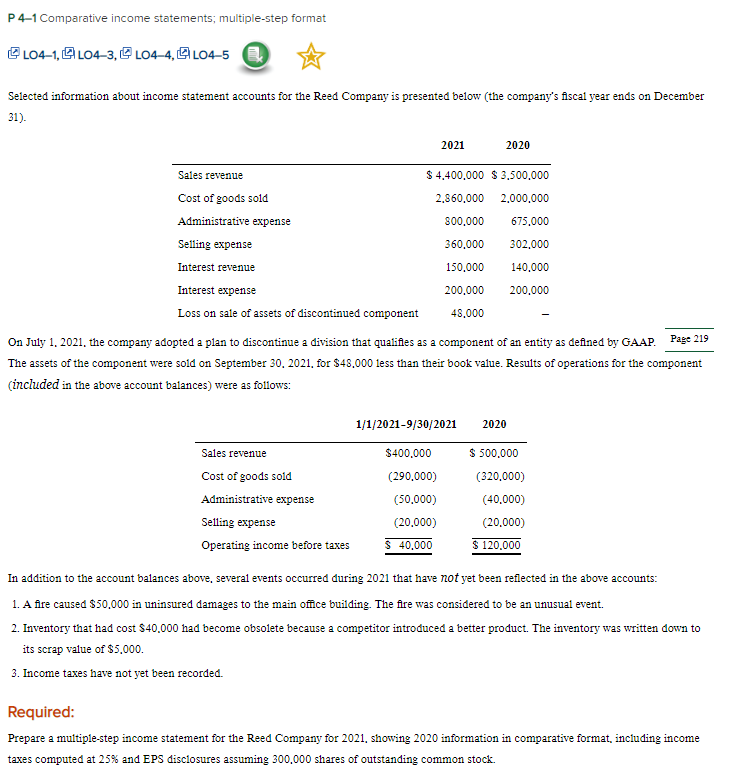 Solved P4-1 Comparative income statements, multiple-step | Chegg.com