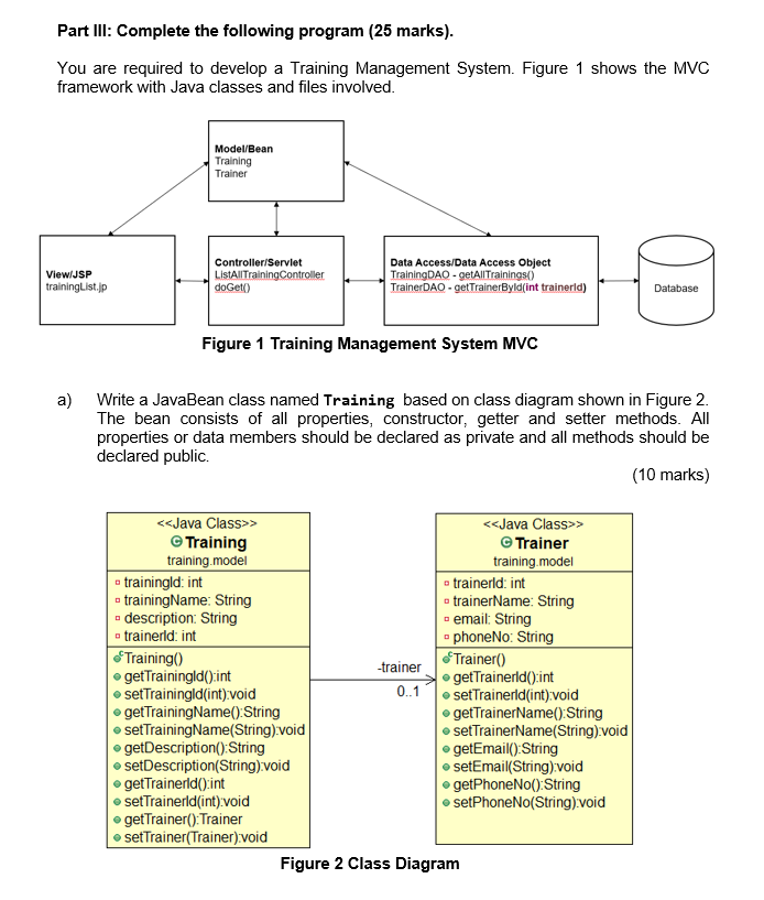 Solved Part III: Complete the following program (25 marks). | Chegg.com