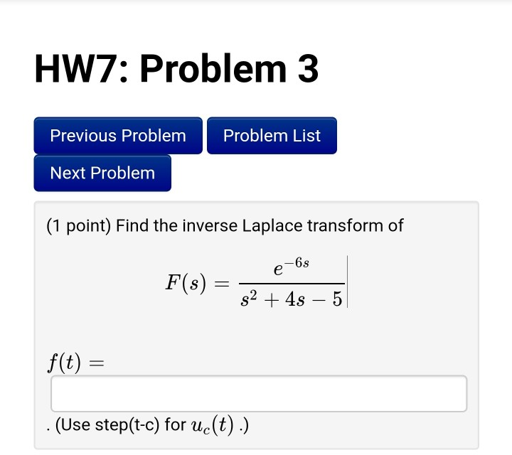 Solved Hw7 Problem 3 Previous Problem Problem List Next 