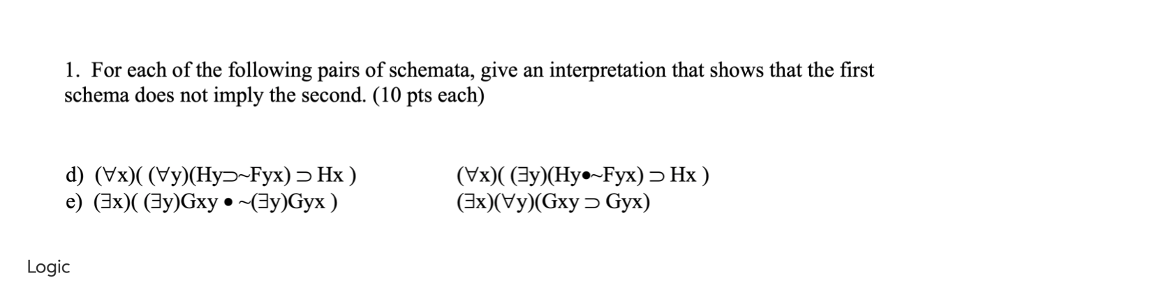 1. For each of the following pairs of schemata, give | Chegg.com