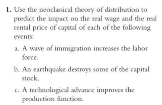 Solved 1. Use the neoclassical theory of distribution to | Chegg.com
