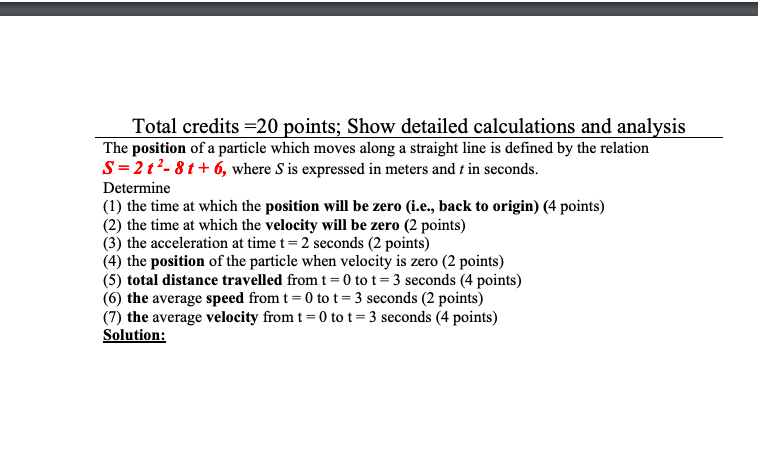 Solved Total credits =20 points; Show detailed calculations | Chegg.com