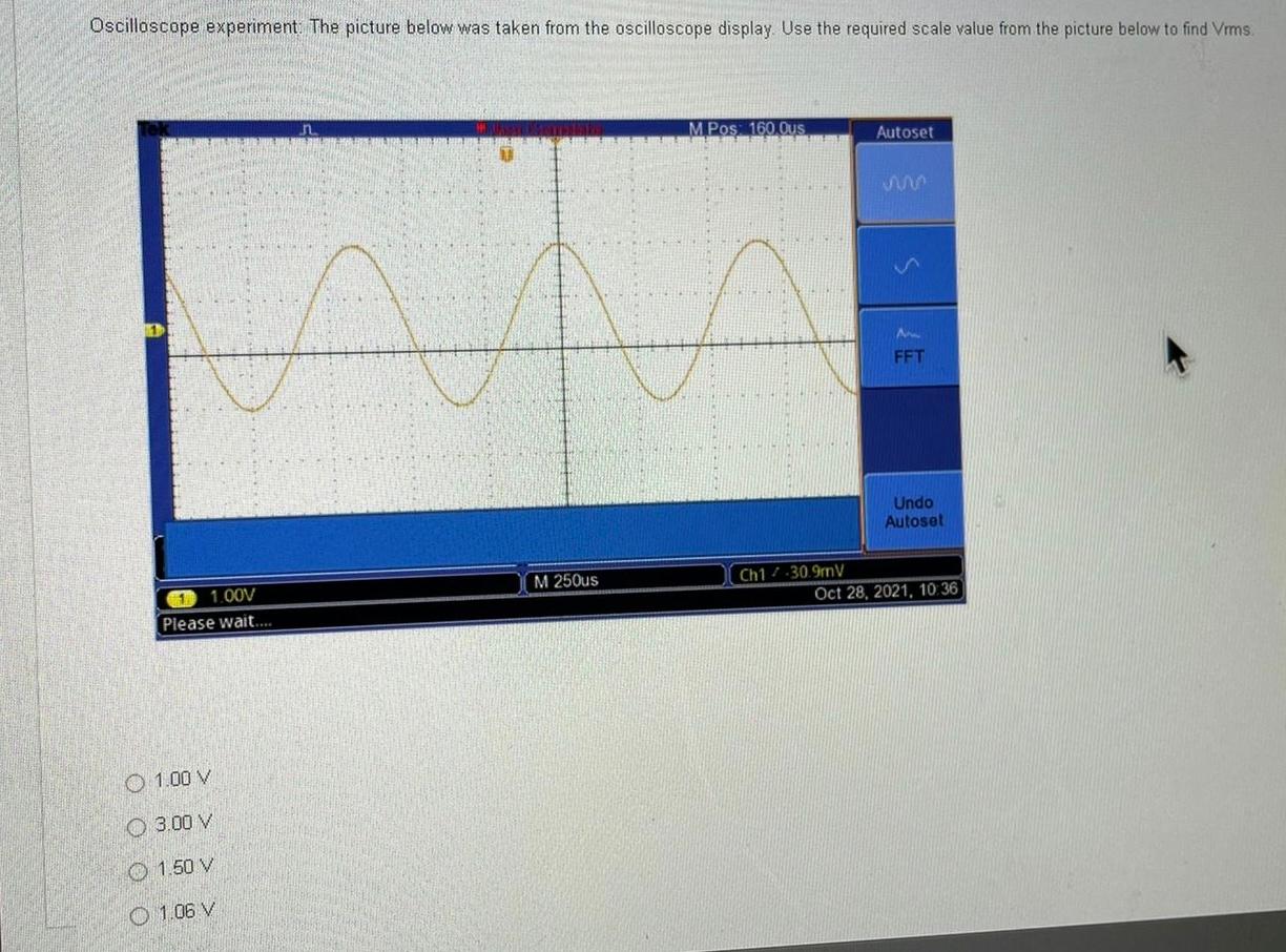 Solved Oscilloscope experiment: The picture below was taken | Chegg.com