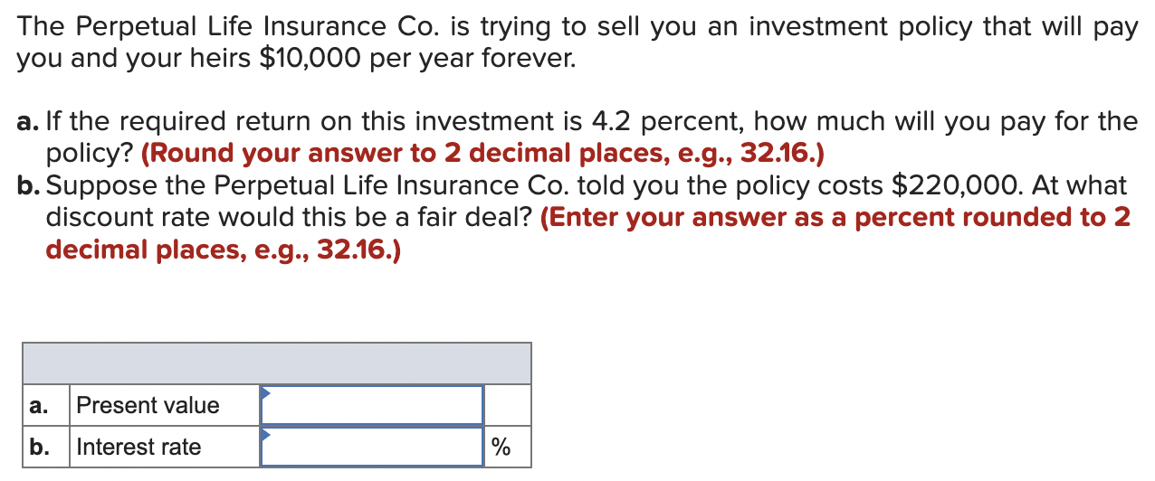 Solved The Perpetual Life Insurance Co. is trying to sell | Chegg.com