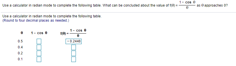 Solved Use a calculator in radian mode to complete the | Chegg.com