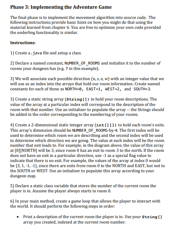 Homework 5: Adventure Game Description: The purpose | Chegg.com