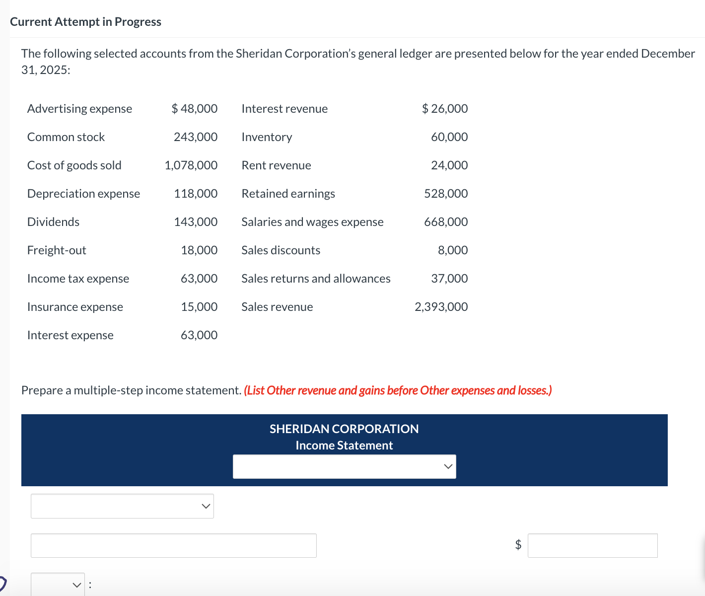 Solved Current Attempt in Progress The following selected | Chegg.com