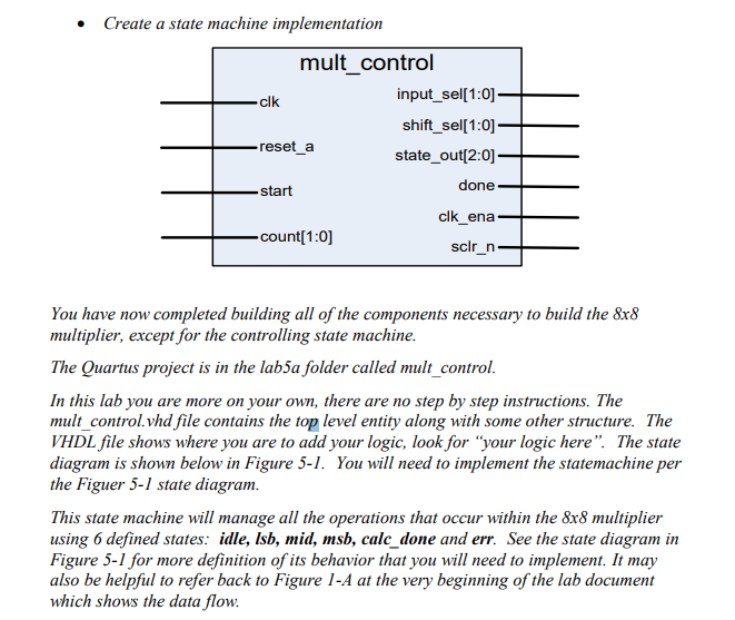 Create a state machine implementation mult_control | Chegg.com