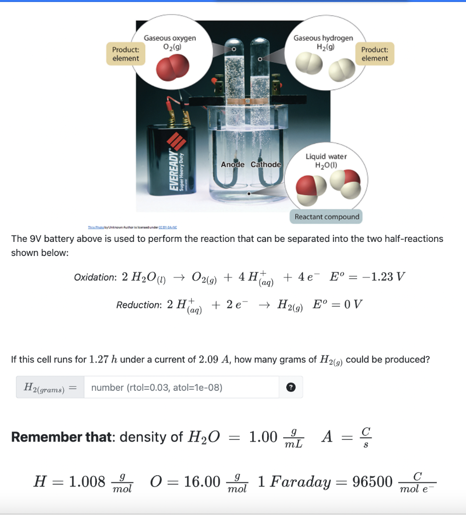 Solved The 9 V battery above is used to perform the reaction | Chegg.com