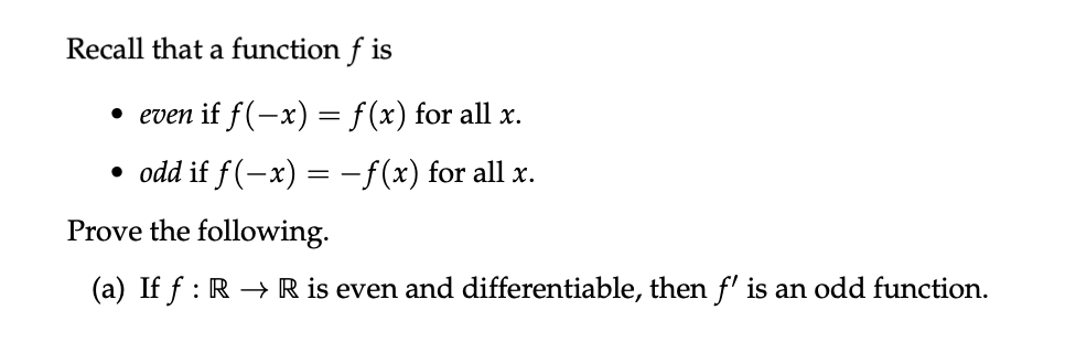Solved Recall that a function \\( f \\) is - even if \\( | Chegg.com