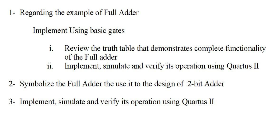 Solved 1- Regarding the example of Full Adder Implement | Chegg.com