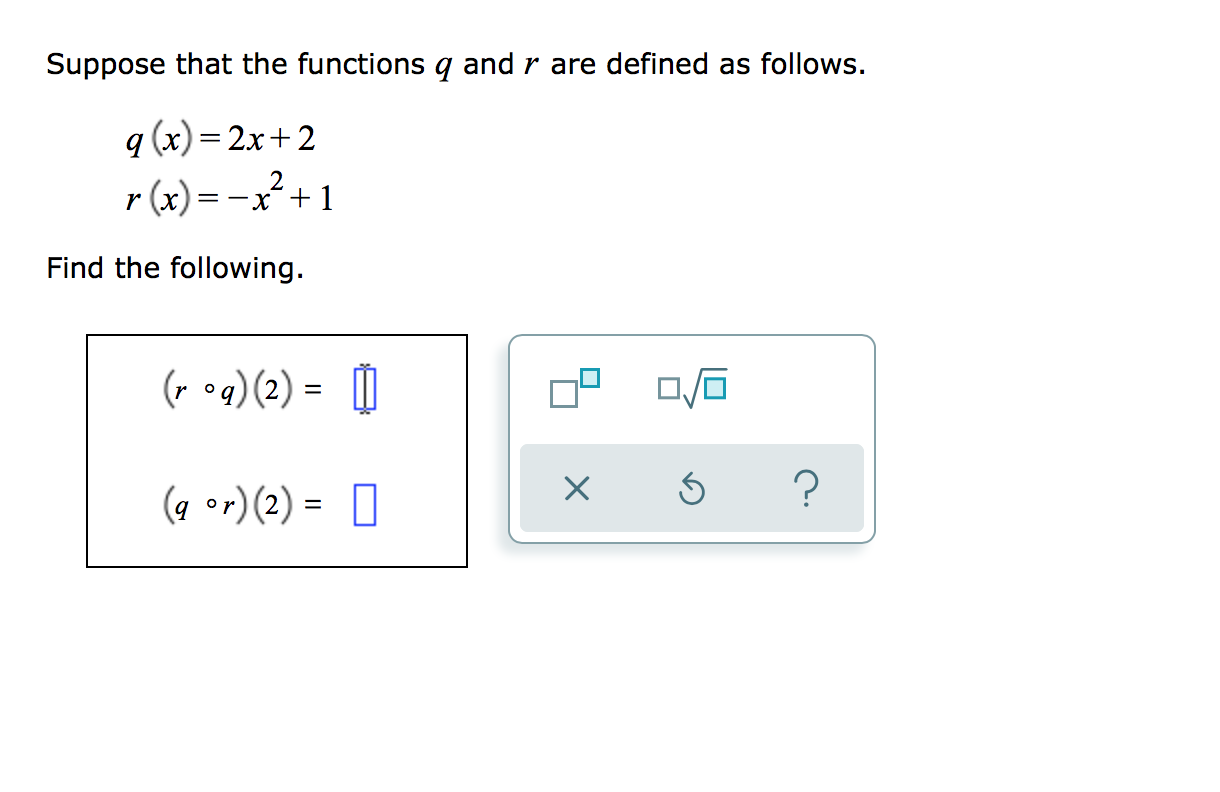 Solved Suppose that the functions q and r are defined as | Chegg.com