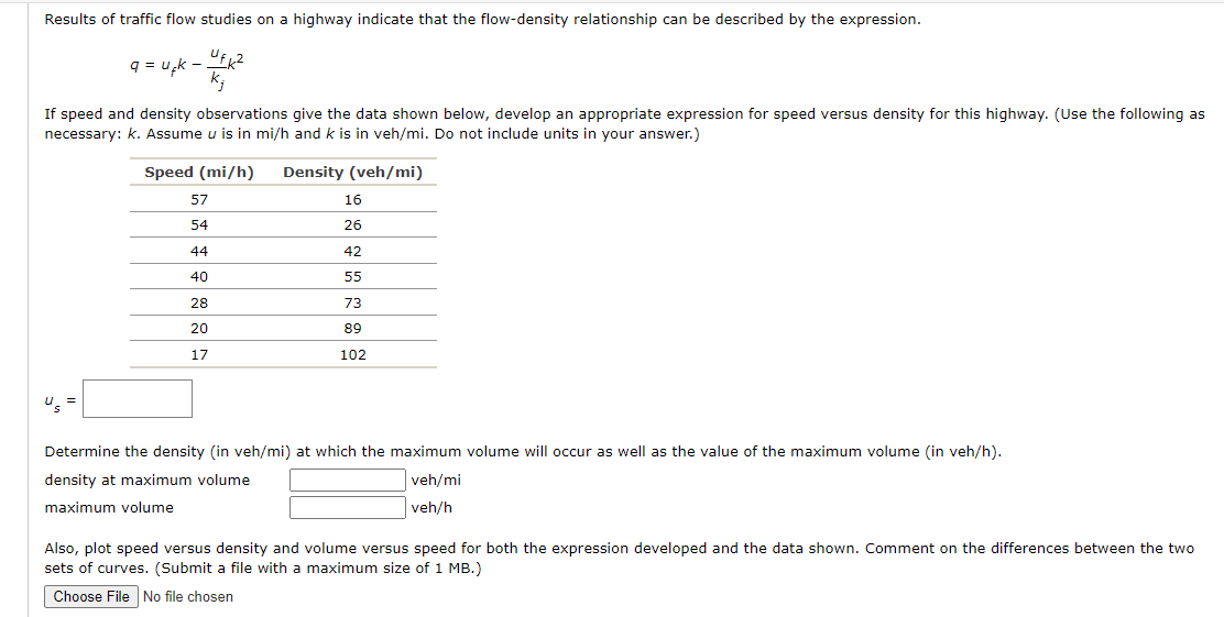 Results of traffic flow studies on a highway indicate | Chegg.com