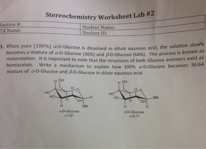 Solved Stereochemistry worksheet Lab # #: TA Name: Section | Chegg.com