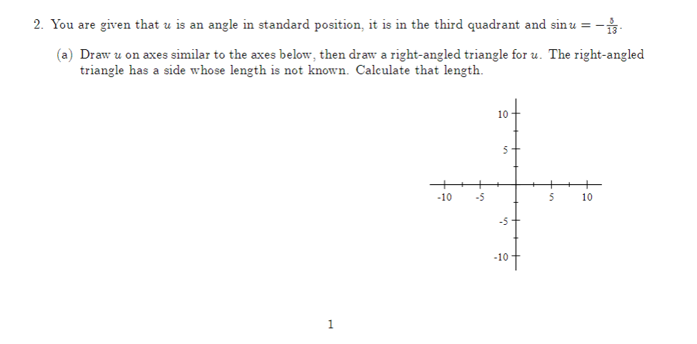 Solved 2. You are given that u is an angle in standard | Chegg.com