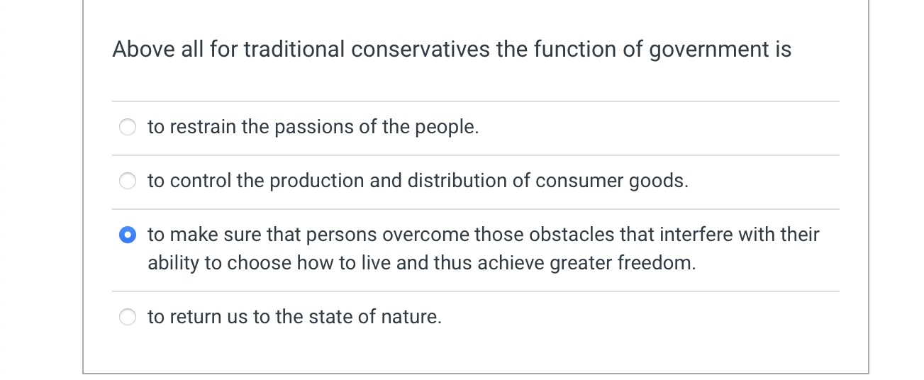 Above all for traditional conservatives the function | Chegg.com