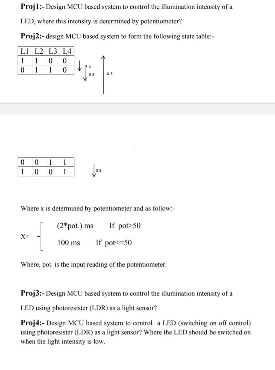 Solved Projl:- Design MCU based system to control the | Chegg.com