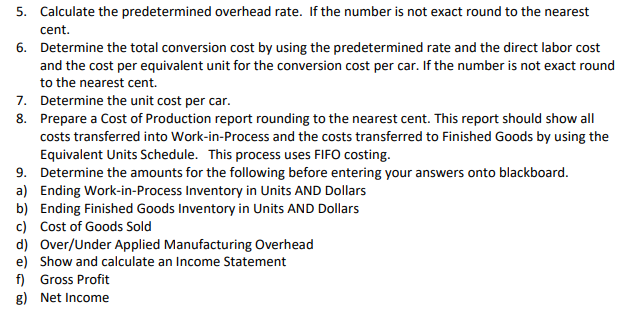 5. Calculate the predetermined overhead rate. If the | Chegg.com