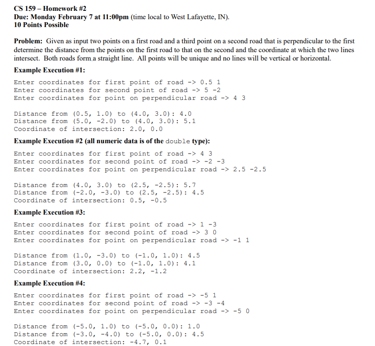Solved CS 159 - Homework #2 Due: Monday February 7 at | Chegg.com