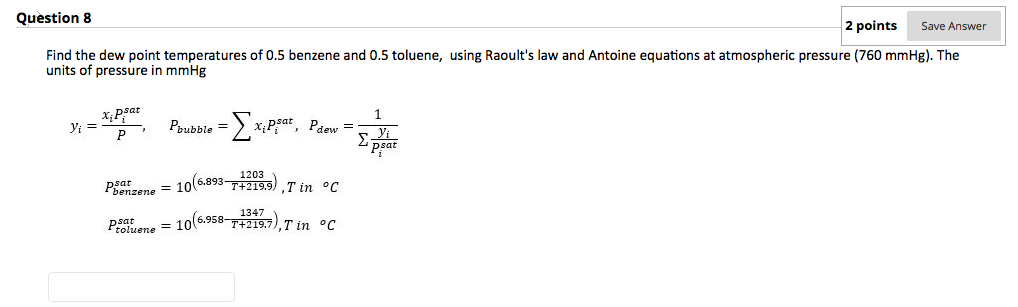Solved Question 8 2 points Save Answer Find the dew point | Chegg.com
