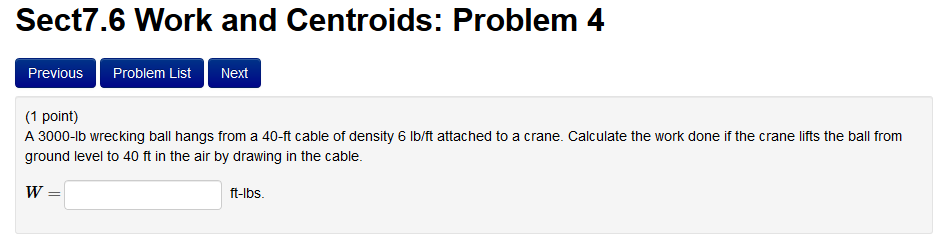 Solved Sect7.6 Work and Centroids: Problem 4 PreviouS | Chegg.com
