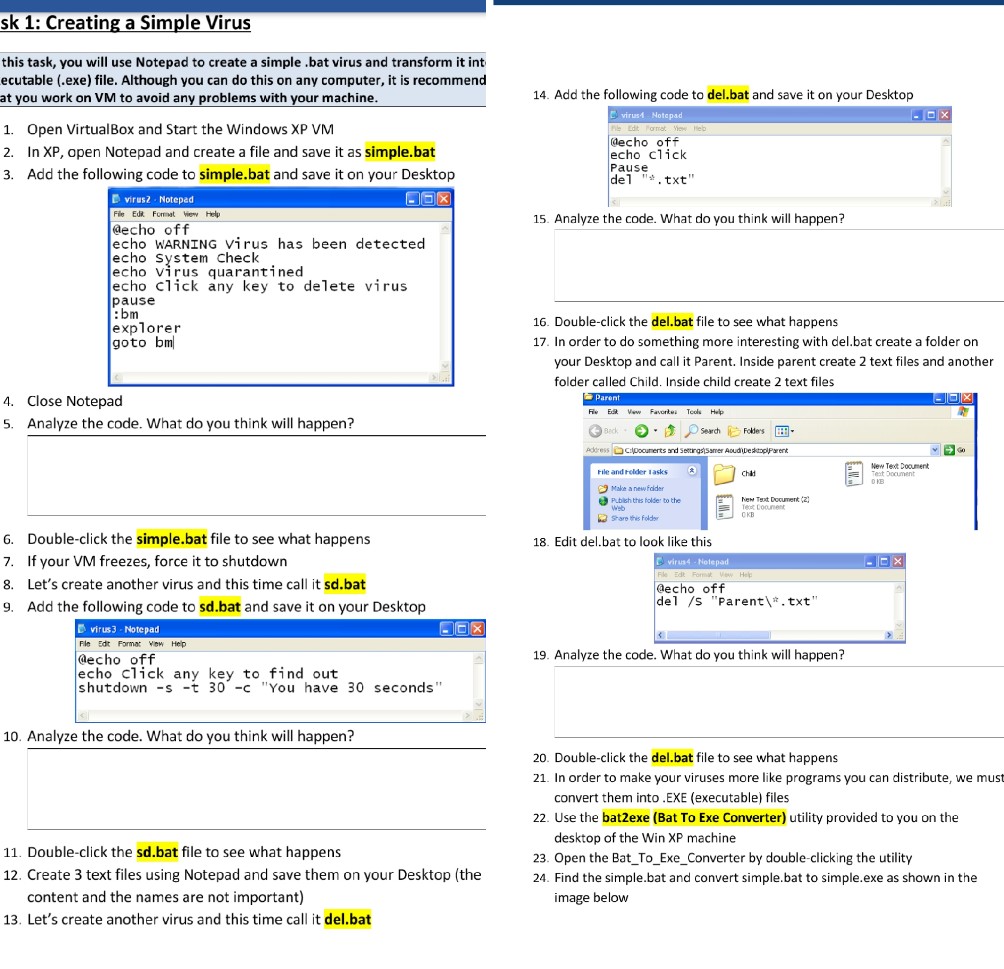 Solved sk 1: Creating a Simple Virus this task, you will use | Chegg.com