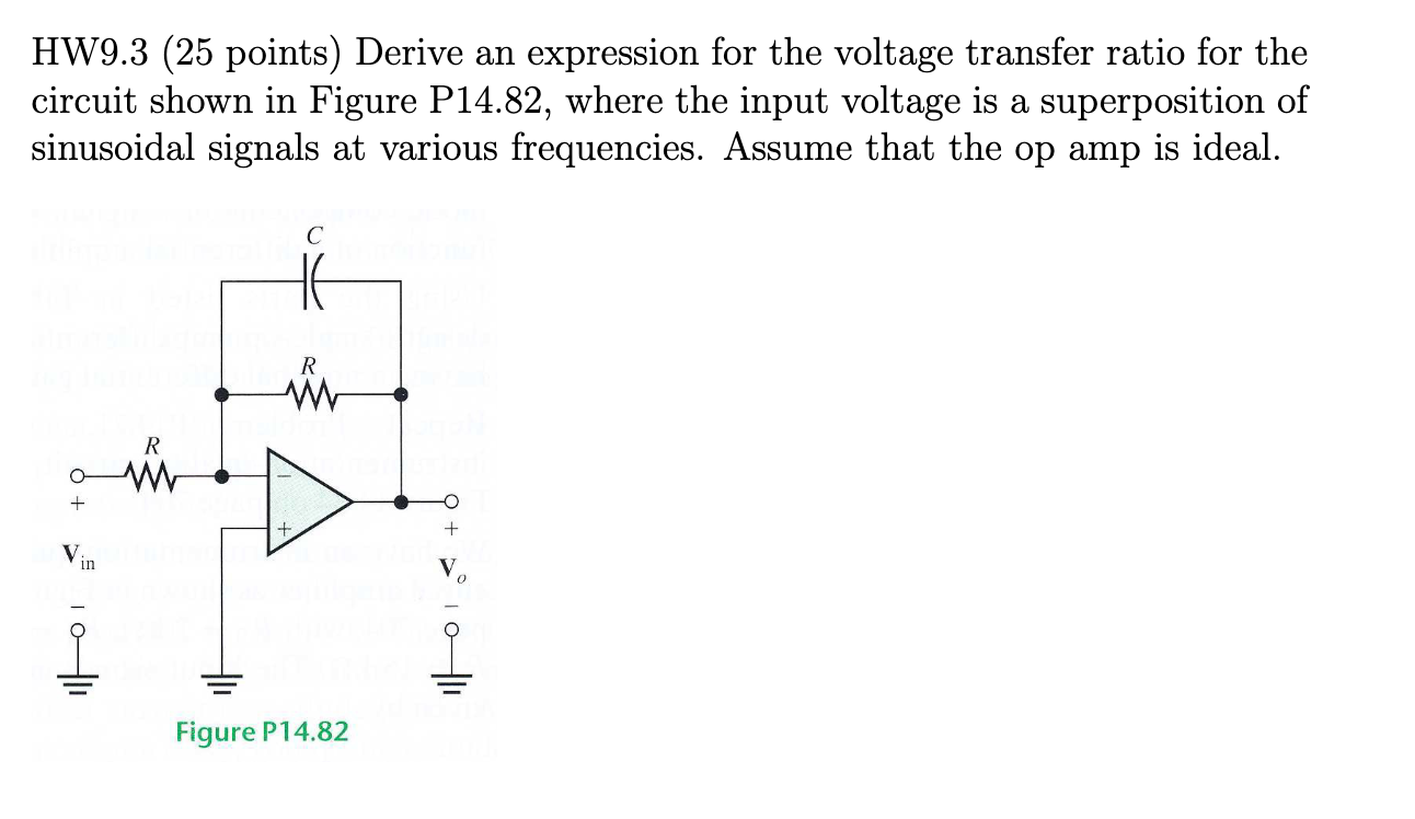 Solved HW9.3 (25 points) Derive an expression for the | Chegg.com