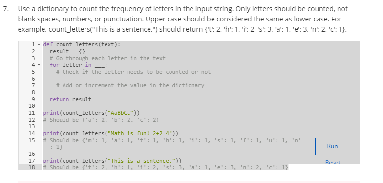 Solved Use A Dictionary To Count Thefrequency Of Letters