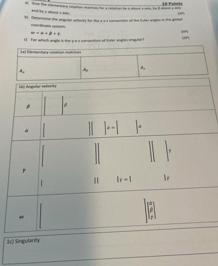 Solved a) Give the elementary rotation matrices for a | Chegg.com