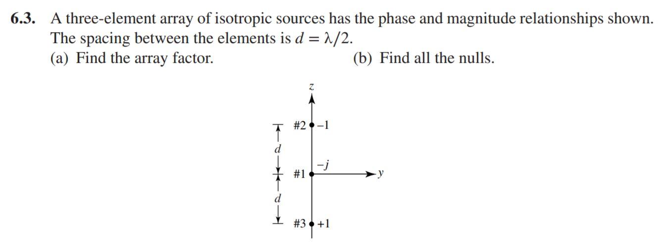Solved 63 A Three Element Array Of Isotropic Sources Has 