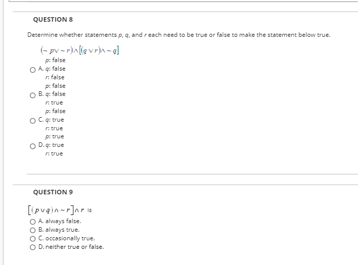 Solved Determine whether statements p, q, and r each need to | Chegg.com