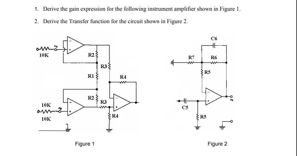 Solved 1. Derive the gain expression for the following | Chegg.com