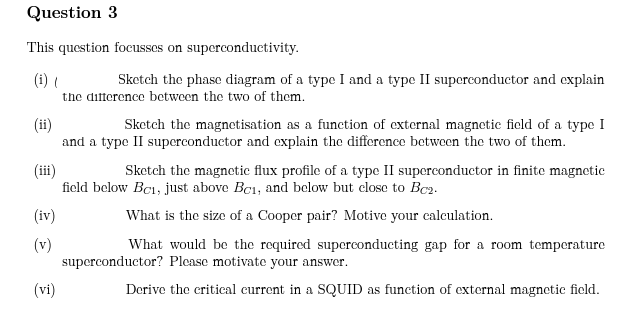 Solved This question focusses on superconductivity. (i) | Chegg.com