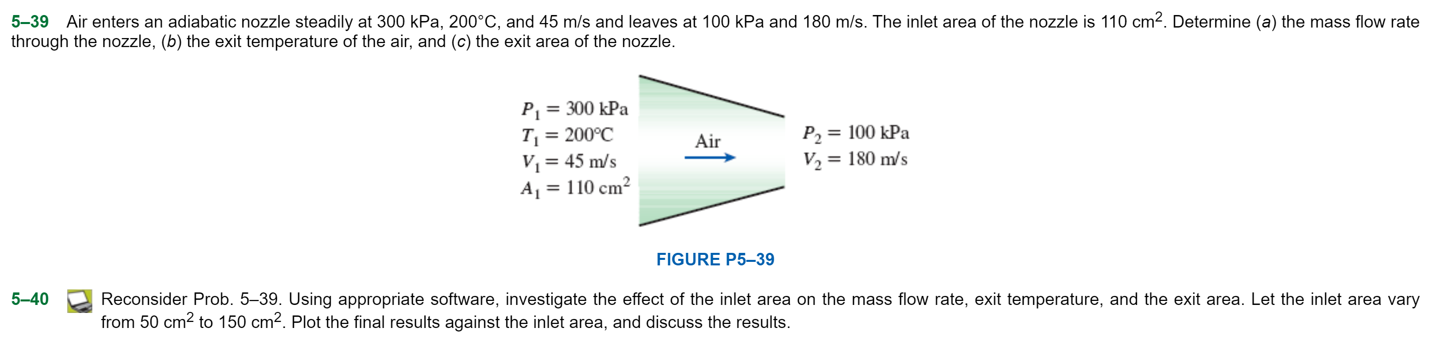 Solved 5–39 Air enters an adiabatic nozzle steadily at 300 | Chegg.com